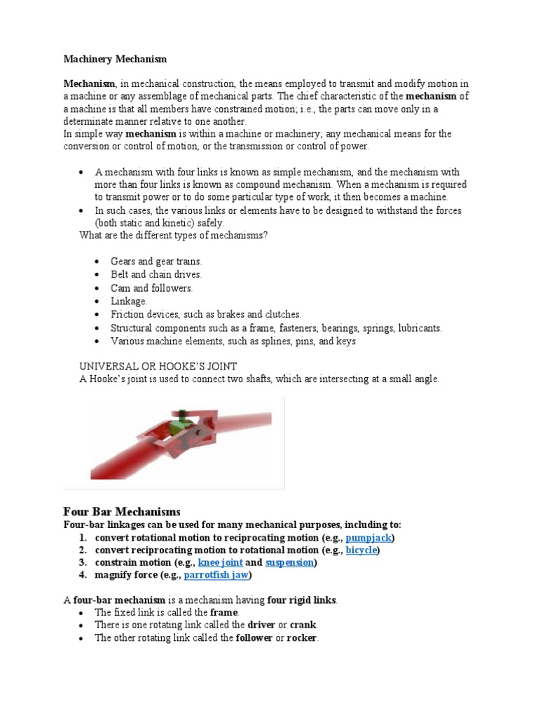 Four Bar Mechanism | PDF | Machines | Motion (Physics)
