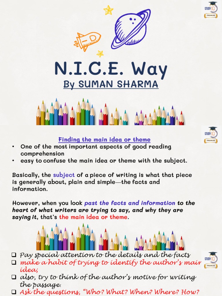 Reading Comprehension - Main Idea of Comprehension | PDF | Reading ...