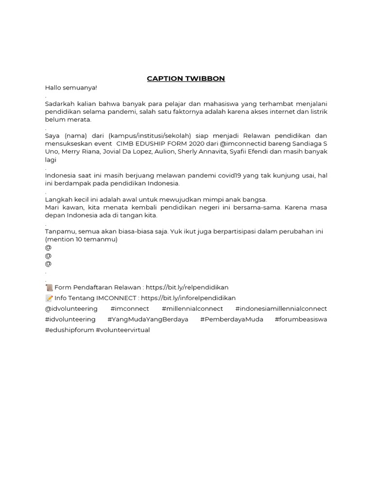 Caption Twibbon | PDF
