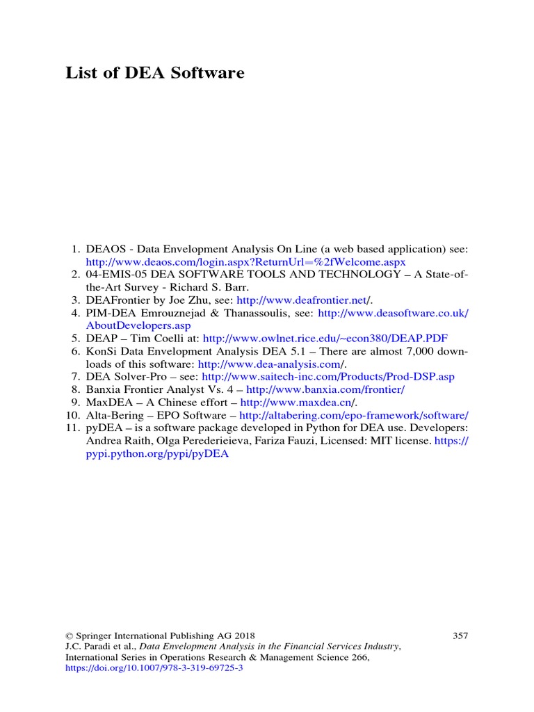 List of DEA Software | PDF | Master Of Business Administration ...