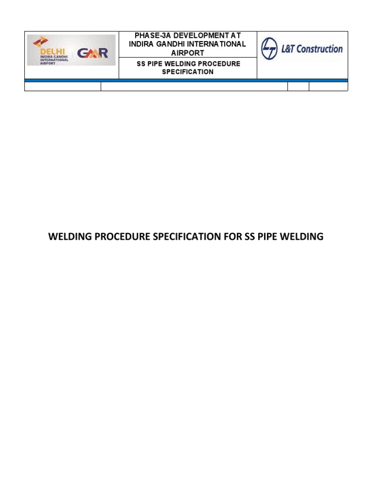 SS Pipe Welding Procedure | PDF | Welding | Construction