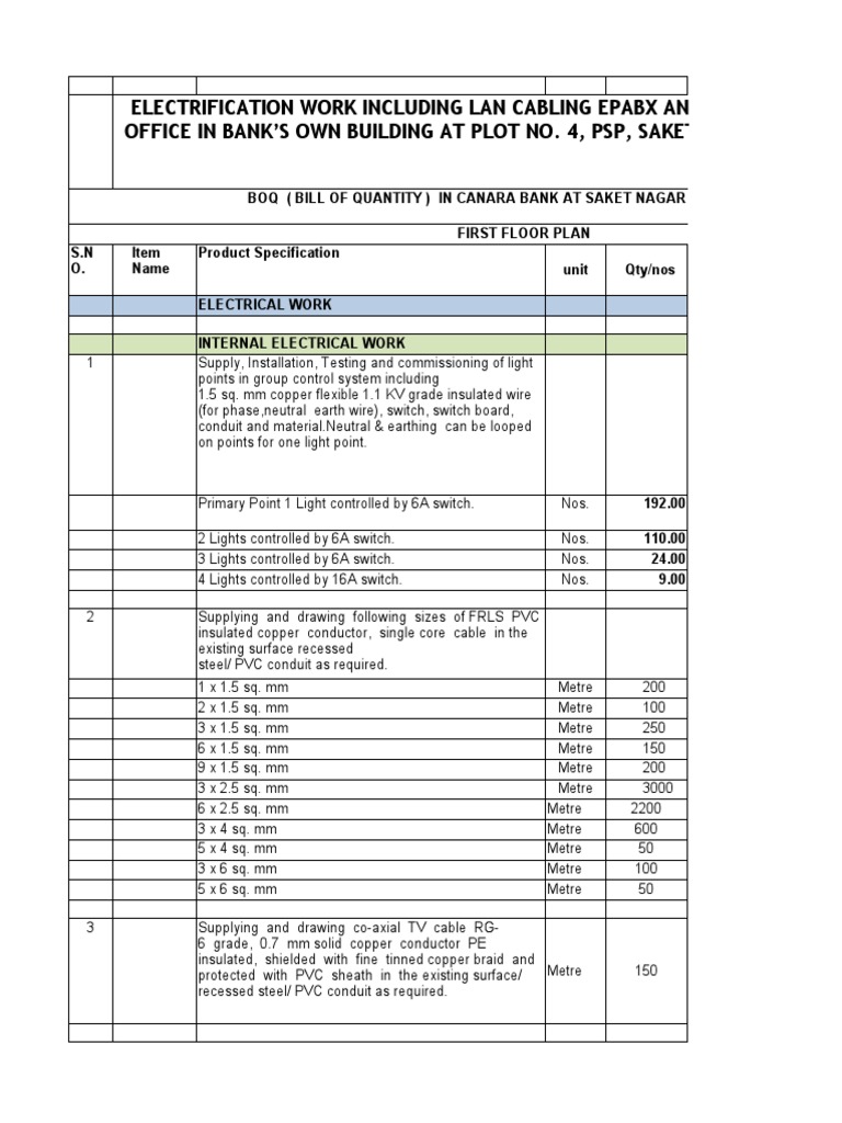 Electrical BOQ | PDF | Ac Power Plugs And Sockets | Hdmi