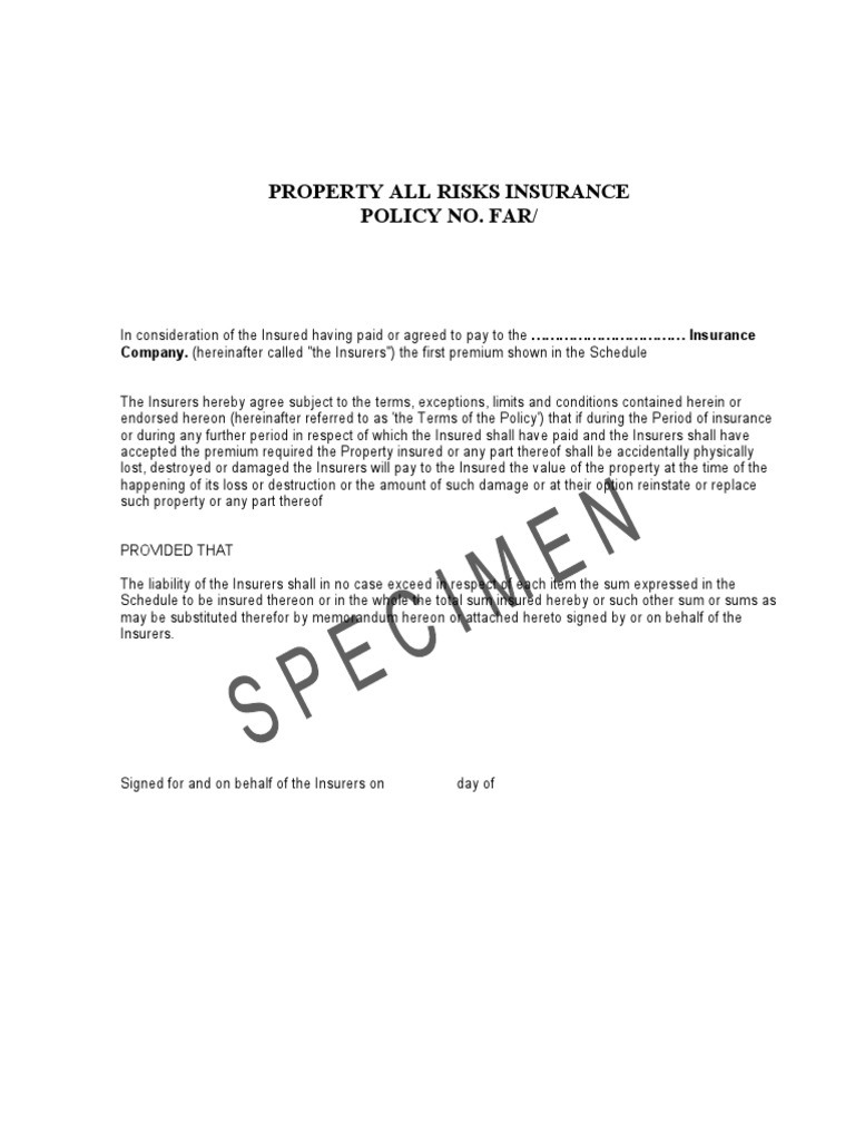 Property All Risks Insurance Policy | PDF | Arbitral Tribunal | Insurance