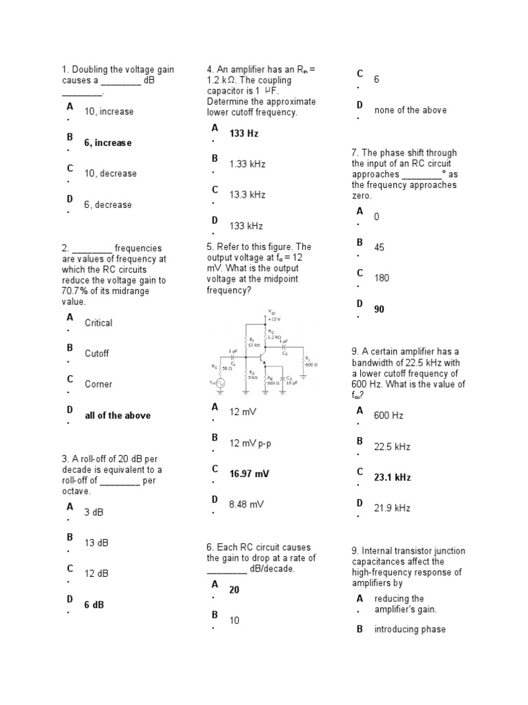 Amplifier Frequency Response | PDF | Amplifier | Electronic Circuits