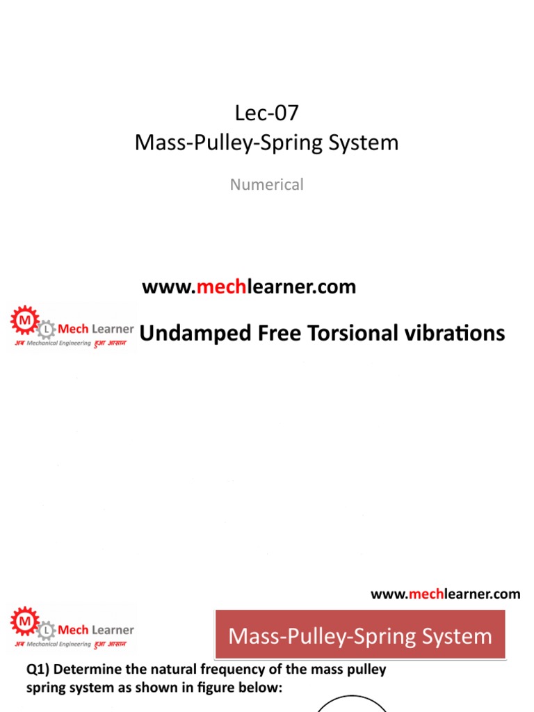 Natural Frequency of Spring-Pulley System | PDF