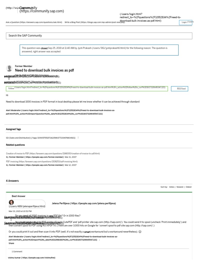 Need To Download Bulk Invoices As PDF - SAP Q&A | PDF | Multimedia ...