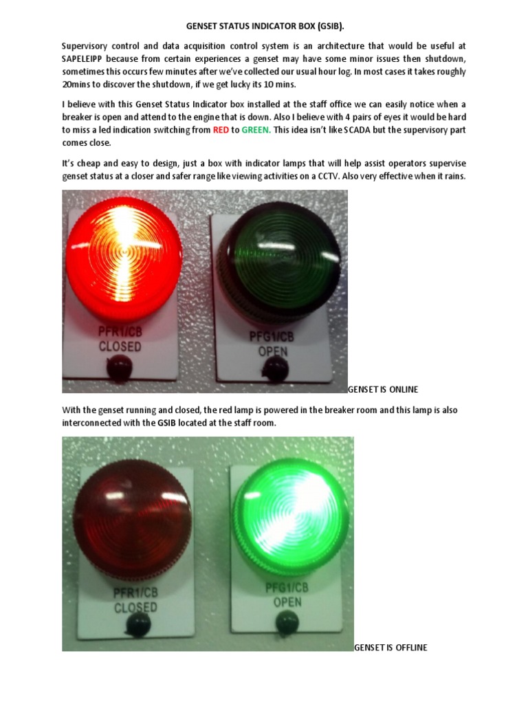 Genset Status Indicator Box (Gsib) .: Green | PDF | Scada | Systems ...