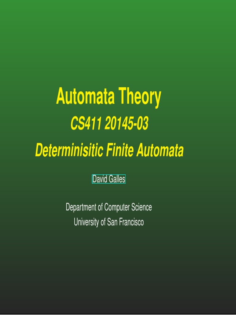 Automata Theory Dfa Pdf Applied Mathematics Computational Science