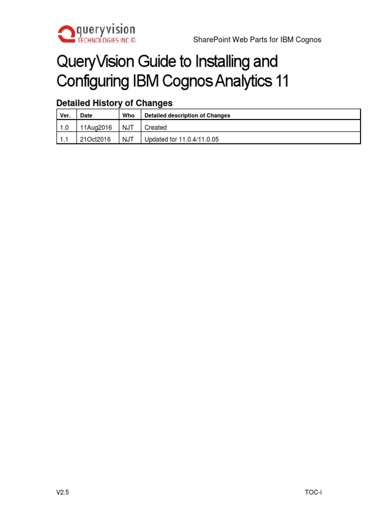 Queryvision Guide To Installing and Configuring Ibm Cognos Analytics 11 | PDF | Share Point ...