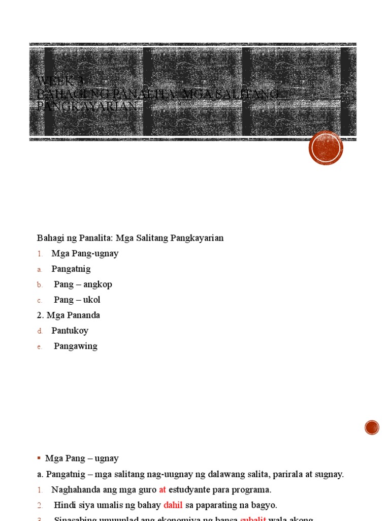 Week 3 - Salitang Pangkayarian | PDF