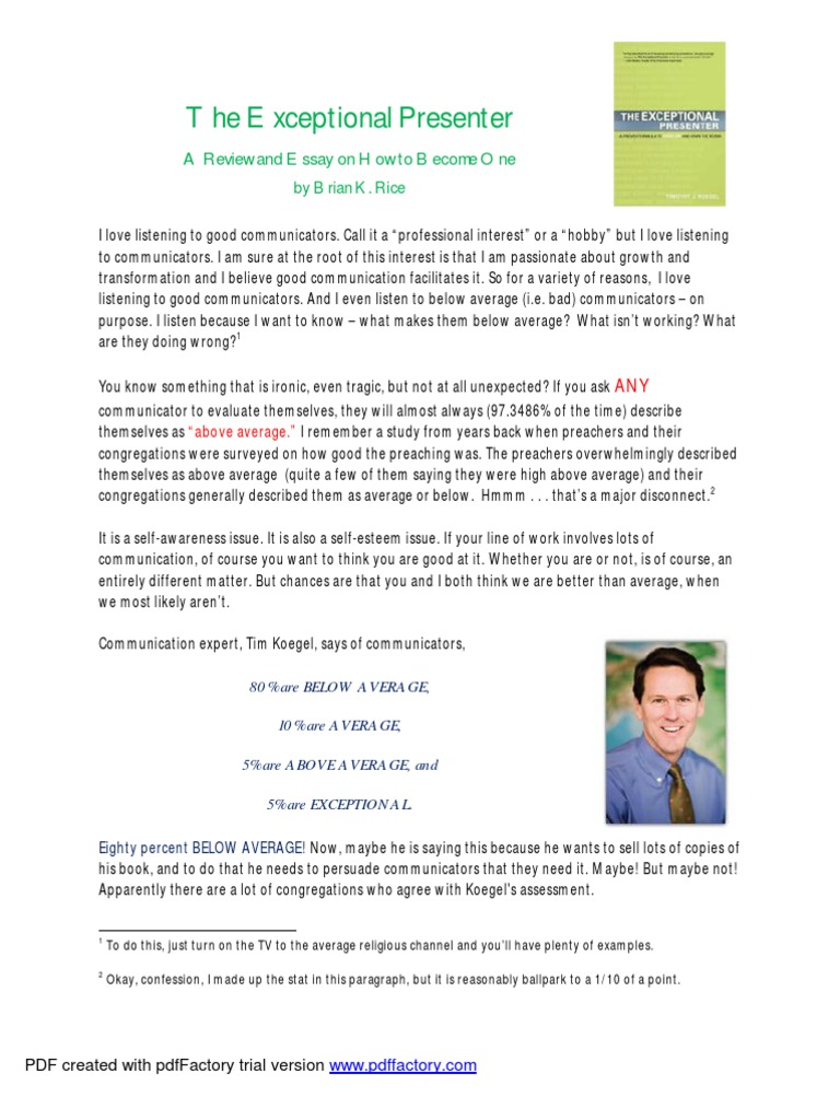The Exceptional Presenter: A Review and Essay On How To Become One ...