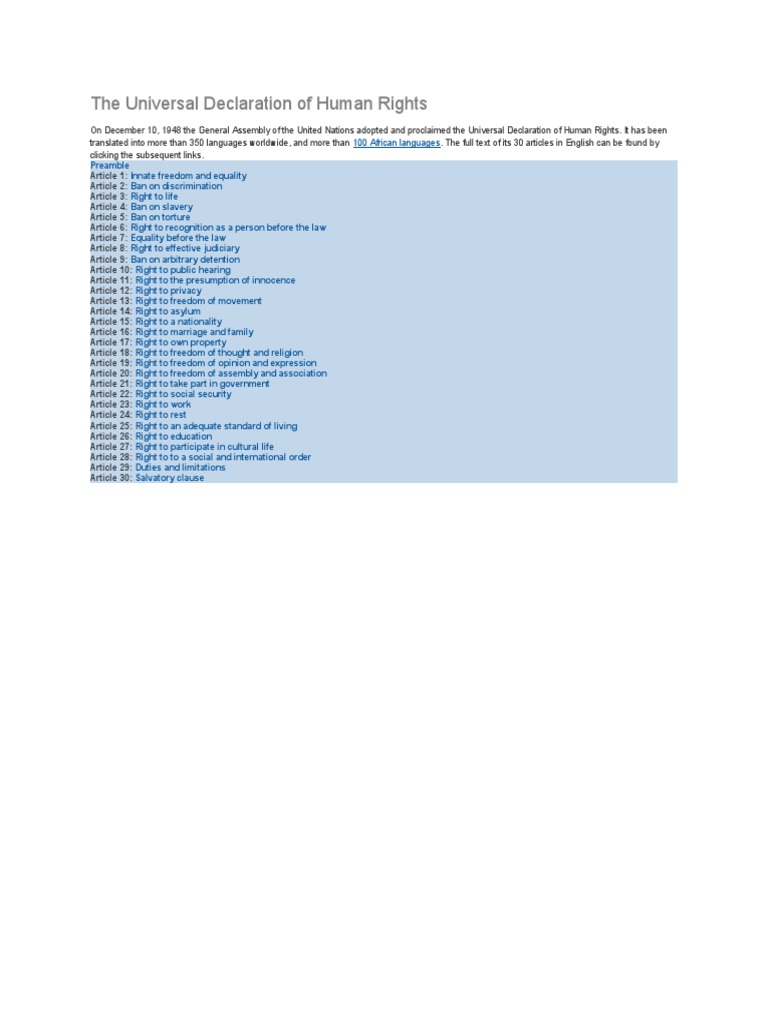 Universal Declaration of Human Rights Overview | PDF | Social Science