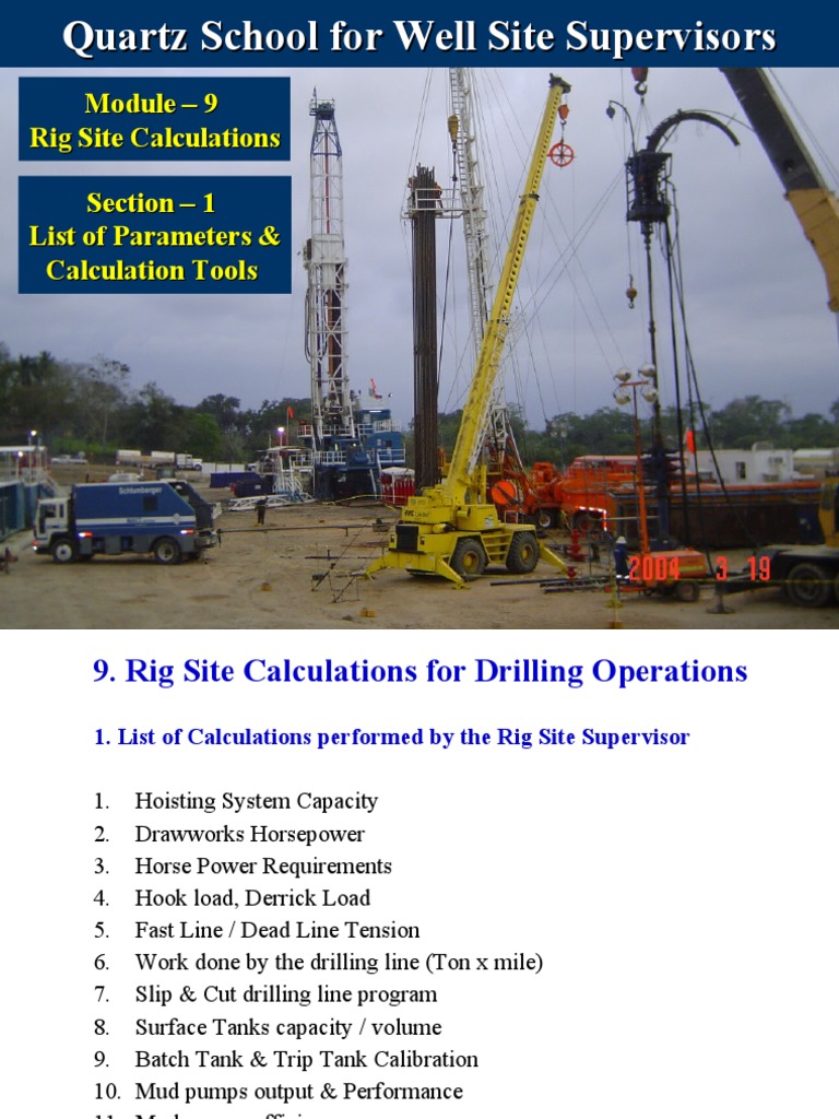 Rig Site Calculations For Drilling Operations | PDF | Drilling Rig ...