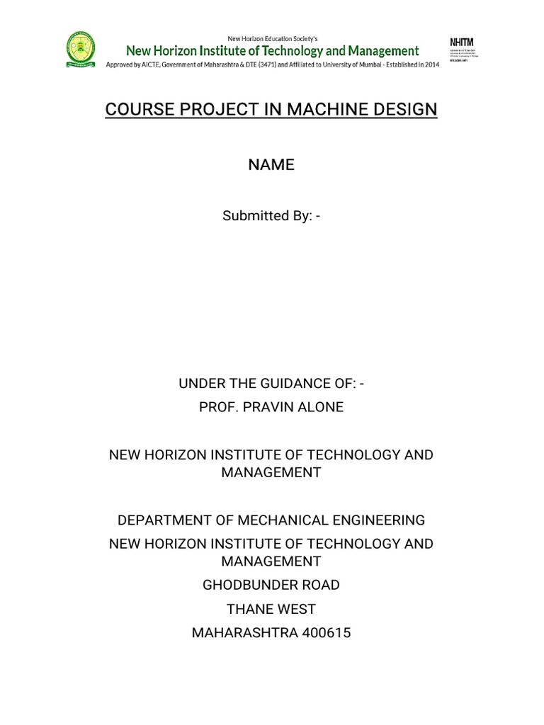 Machine Design Course Project 2021 | PDF