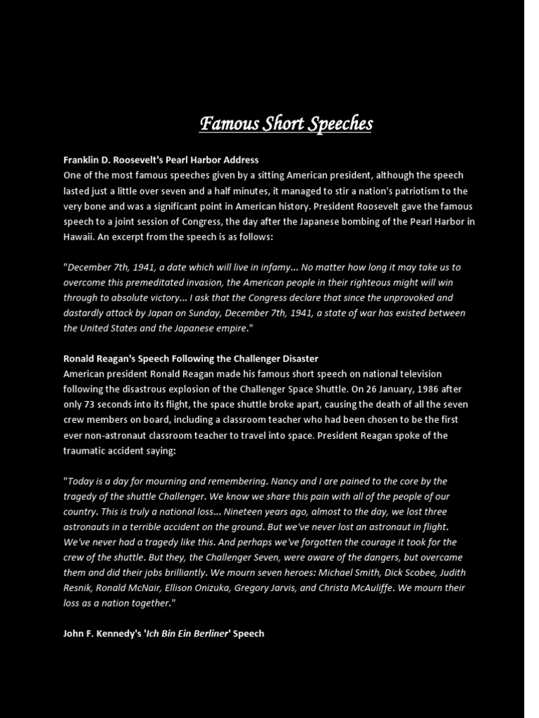 Famous Short Speeches | PDF