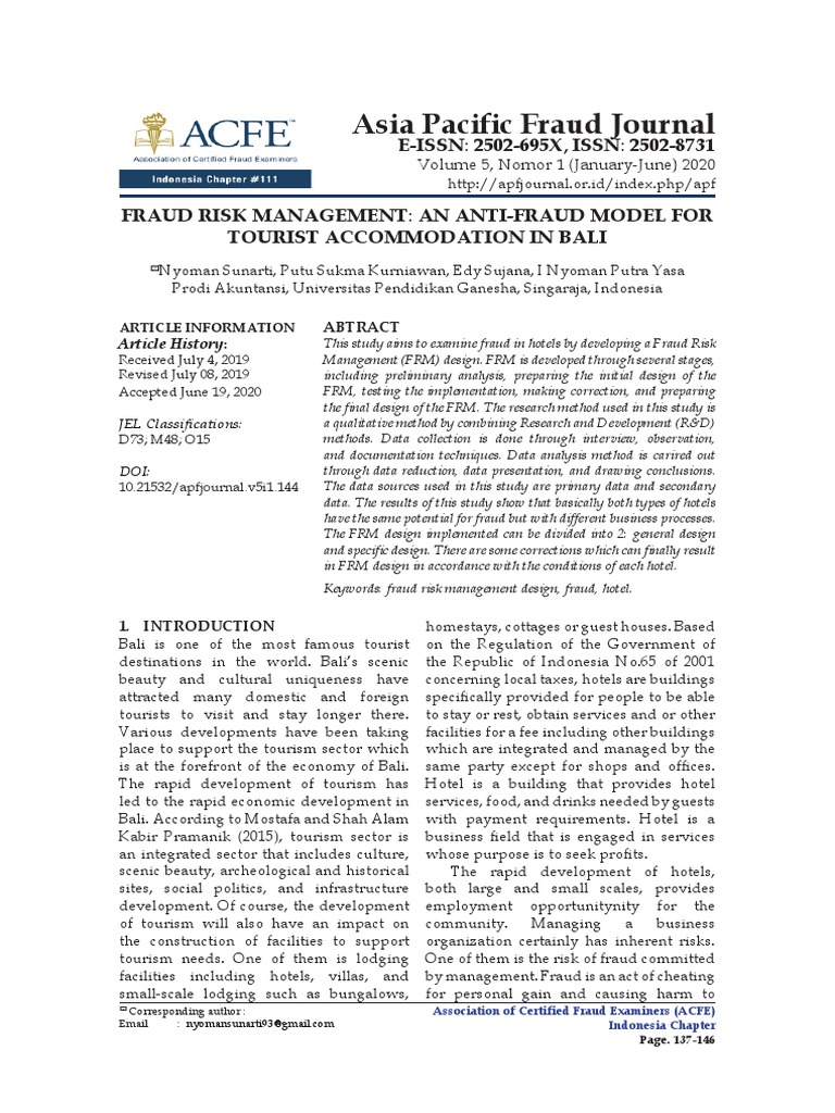 Asia Pacific Fraud Journal: E-ISSN: 2502-695X, ISSN: 2502-8731 | PDF ...