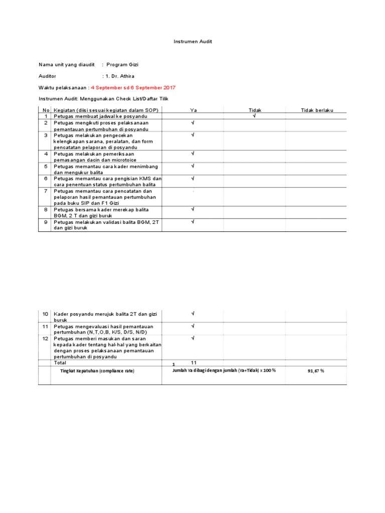 Instrumen Audit Internal Ukm Dikonversi | PDF