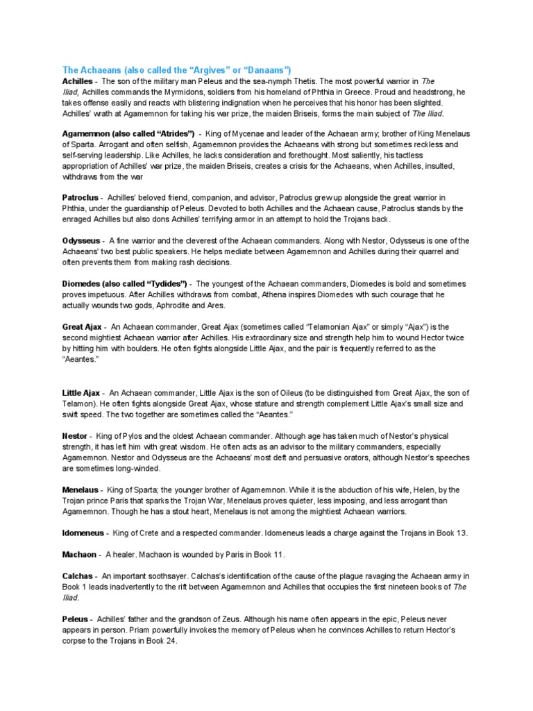 The Achaeans (Also Called The "Argives" or "Danaans") | PDF | Trojan ...