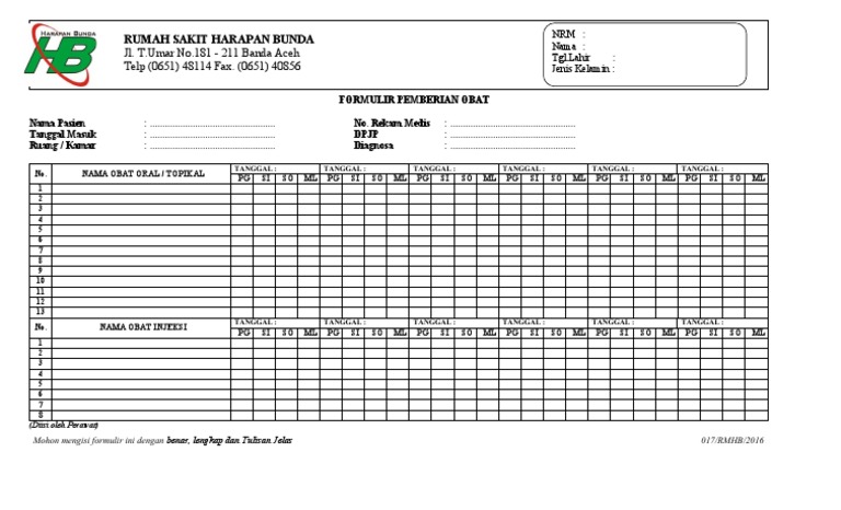 00 Formulir Pemberian Obat | PDF