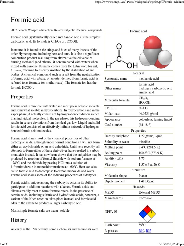 Formic Acid | PDF | Organic Chemistry | Chemistry