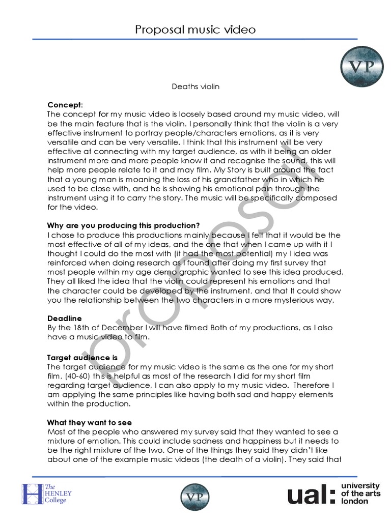 Music Video Proposal | Download Free PDF | Target Audience ...