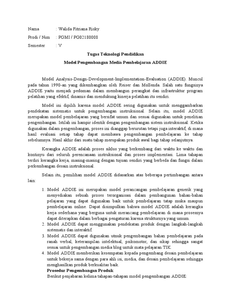 Model Pengembangan ADDIE | PDF