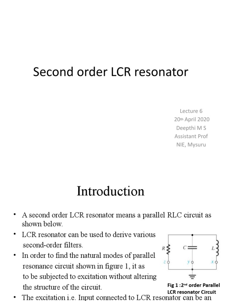 Second Order LCR Resonator | PDF | Electronic Filter | Low Pass Filter