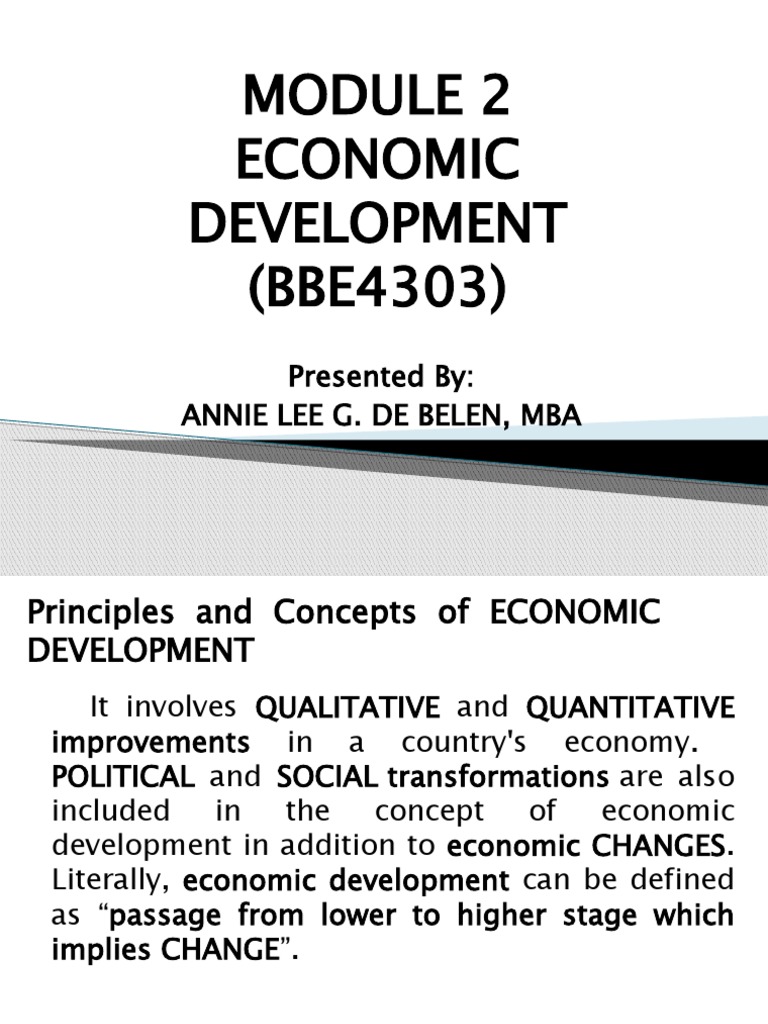 (M2 - PPT) Principles and Concepts of Economic Development | PDF ...