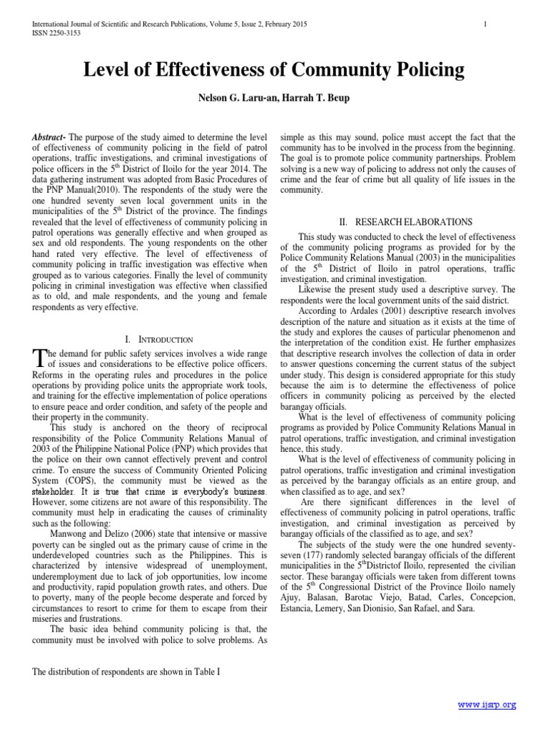 Effectiveness of Community Policing in Iloilo | PDF | Community ...