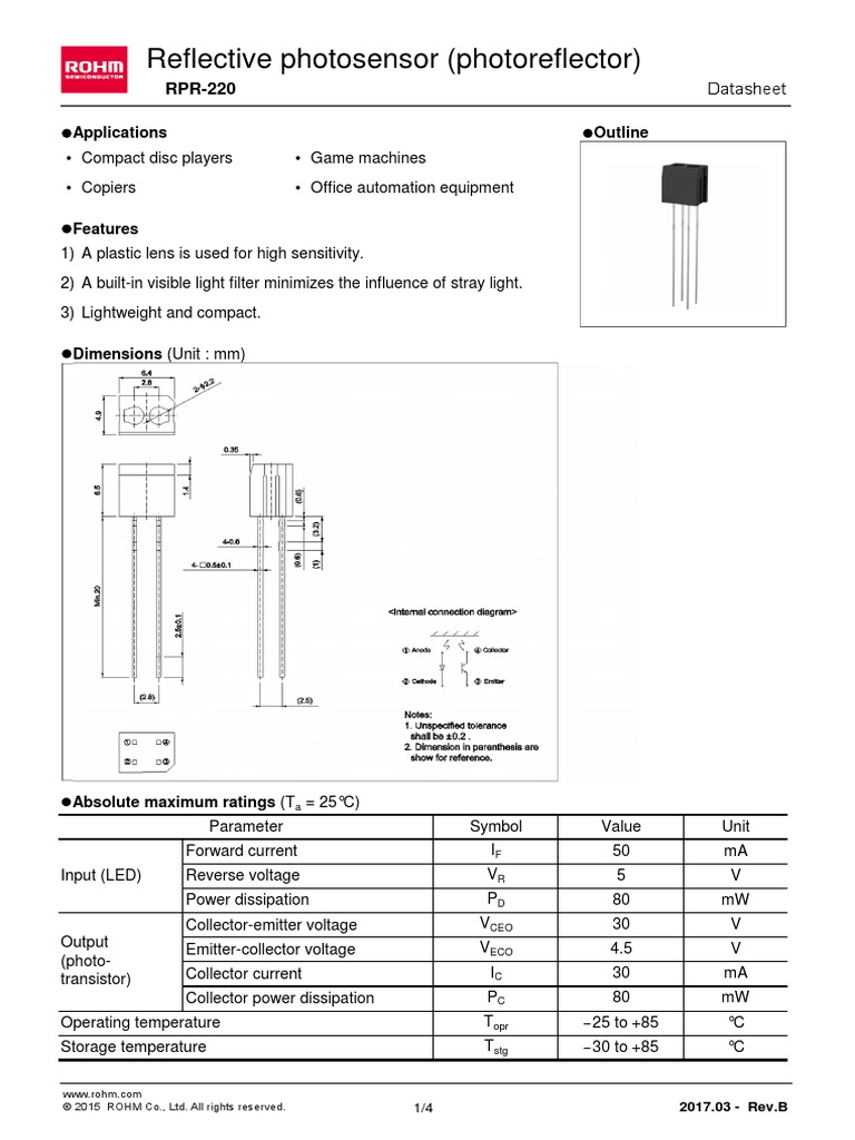 Reflective Photosensor (Photoreflector) : Datasheet | PDF | Reliability Engineering | Infrared