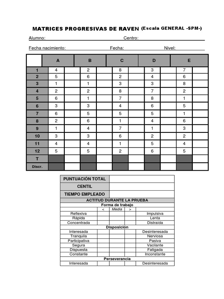 RAVEN GENERAL - Plantilla Corrección | PDF