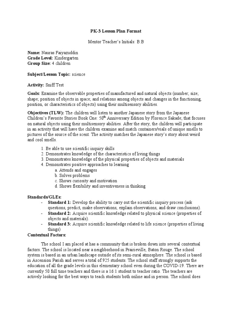 Faiyazuddin Choice Science Lesson Plan | PDF | Teaching | Pedagogy