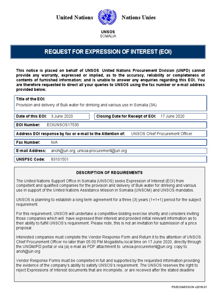 Request For Expression of Interest (Eoi) : United Nations Nations Unies ...