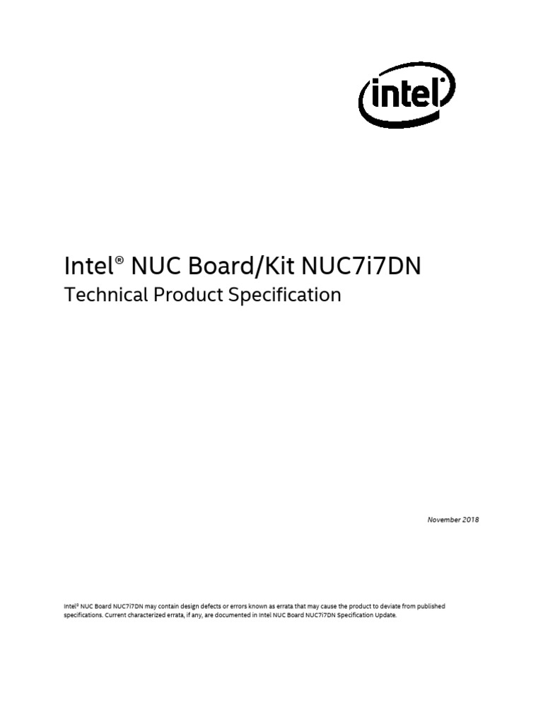 Intel® NUC Board/Kit NUC7i7DN: Technical Product Specification | PDF ...