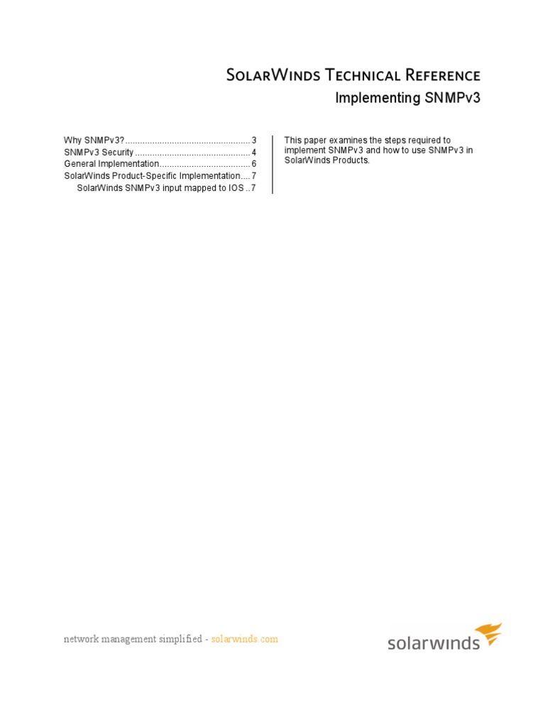 Solarwinds Technical Reference: Implementing Snmpv3 | PDF | Areas Of Computer Science | Computer ...