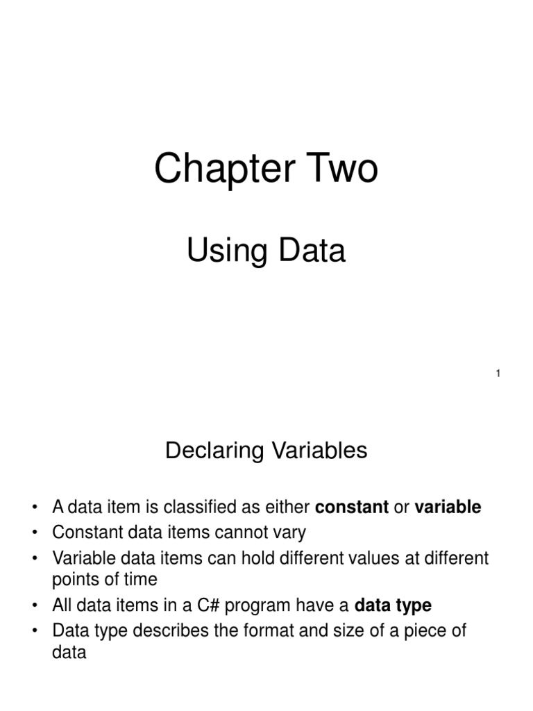 Chapter Two Using Data Pdf Integer Computer Science Boolean Data Type