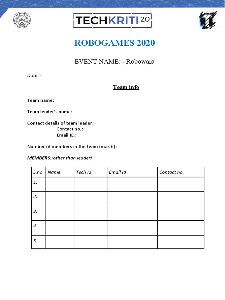 Robogames 2020: EVENT NAME: - Robowars | PDF