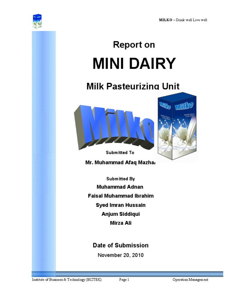 Report On Dairy Milk Operation Pdf Milk Dairy