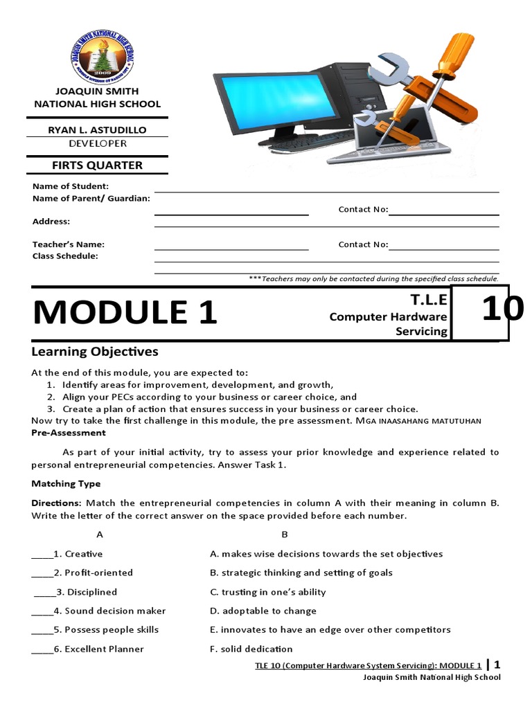 JOAQUIN SMITH NATIONAL HIGH SCHOOL STUDENT MODULE | PDF ...