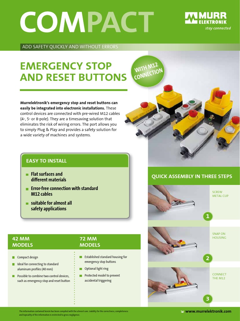 Emergency Stop and Reset Buttons: With M12 Connection | PDF ...