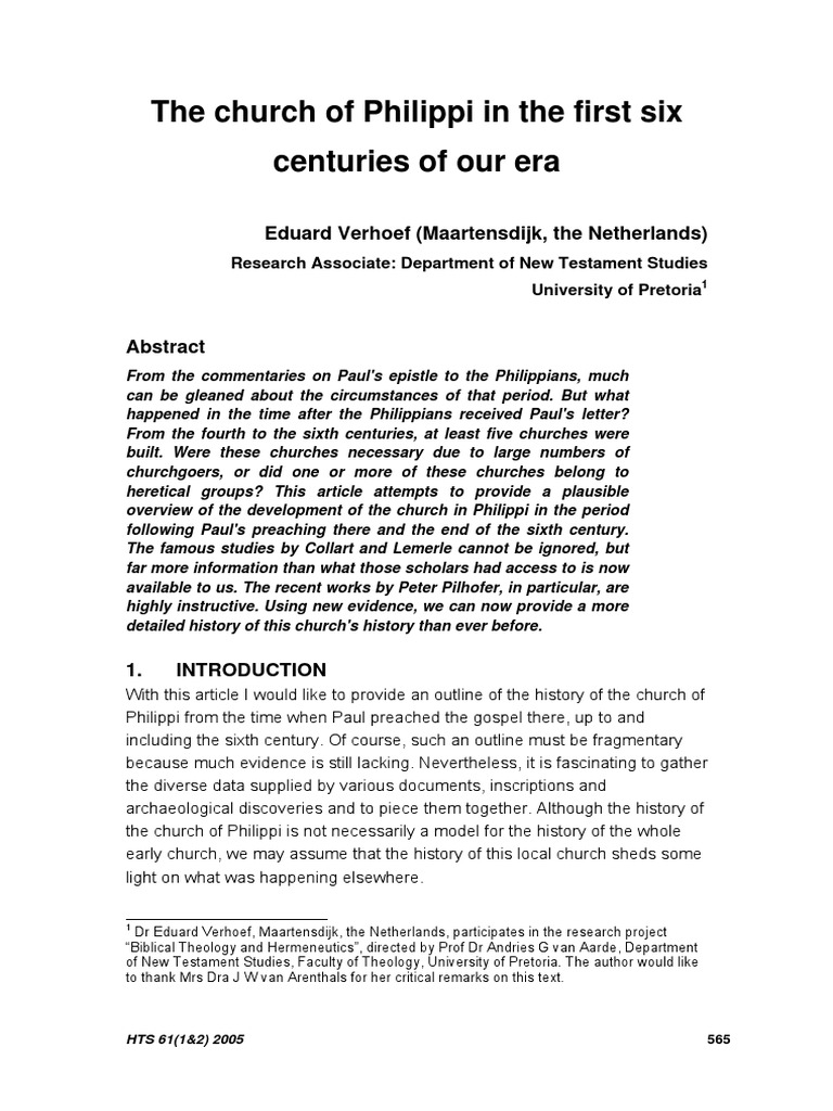 Church History of Philippi (1st-6th Century) | PDF | Epistle To The ...