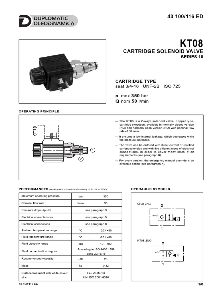 Series 10: Seat 3/4-16 UNF-2B ISO 725 Bar Nom L/min | PDF | Viscosity | Valve