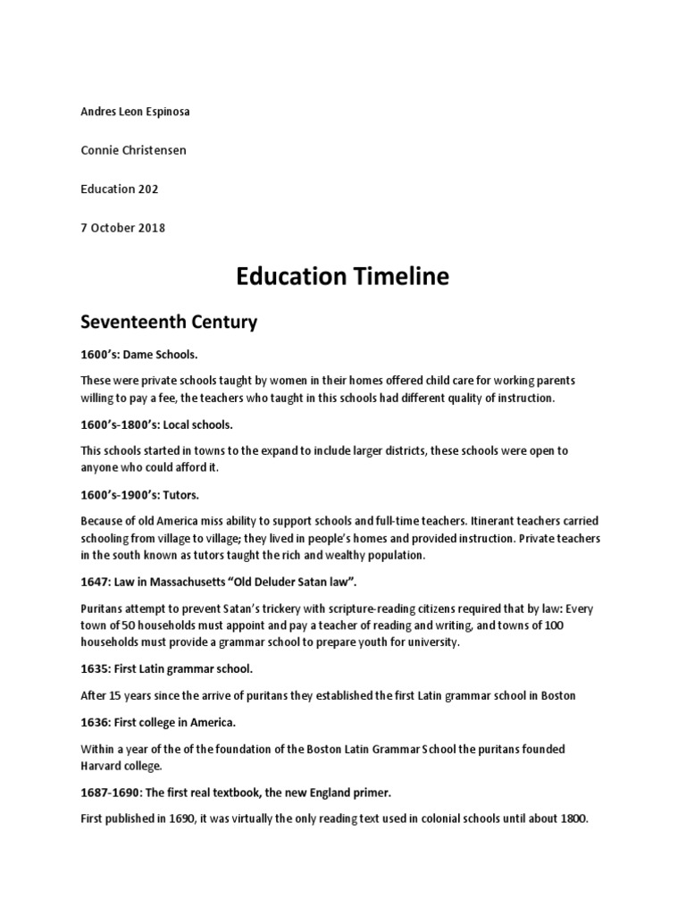 Education Timeline | PDF | Elementary And Secondary Education Act | Schools