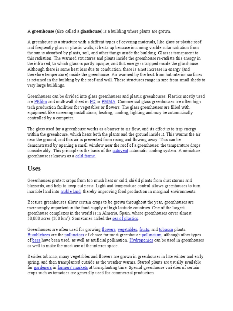 A Greenhouse | PDF | Greenhouse | Horticulture And Gardening