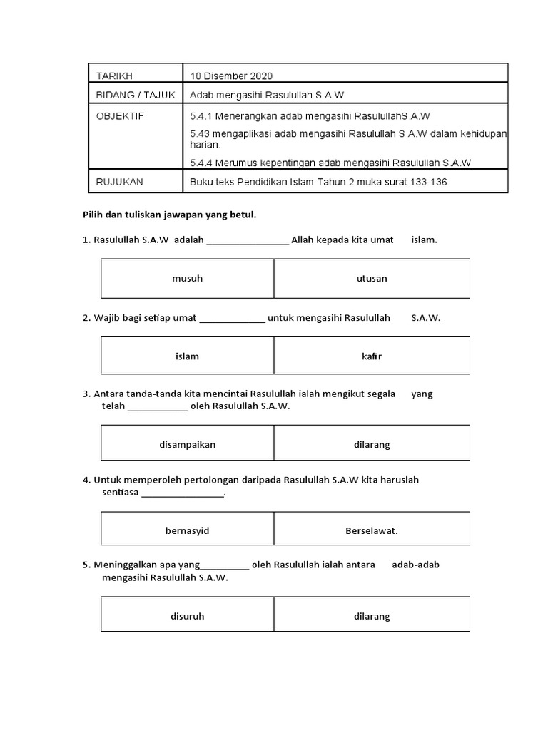 Adab Mengasihi Rasulullah | PDF