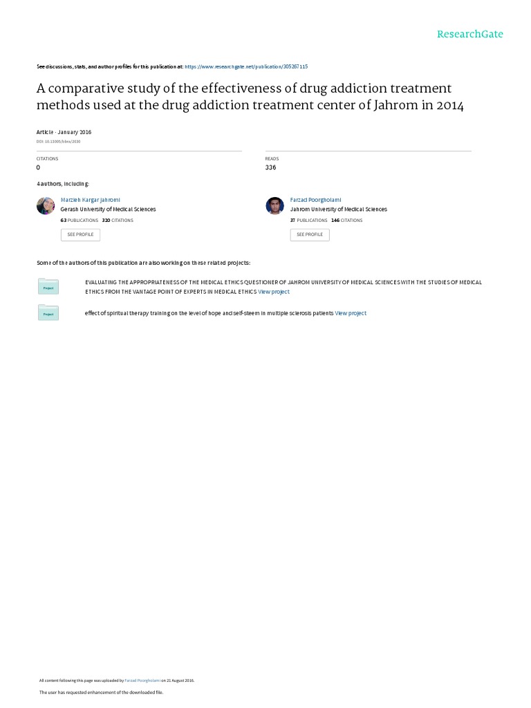 A Comparative Study of The Effectiveness of Drug Addiction Treatment ...