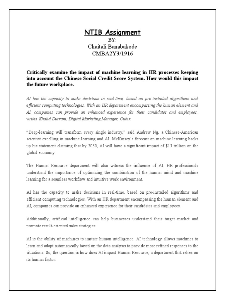 Chaitali NTIB Assignment Chaitali CMBA2Y3 1916 | Download Free PDF ...