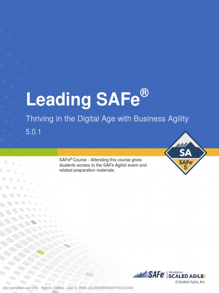 Leading SAFe Digital Workbook (5.0.1) PDF | PDF | Agile Software ...