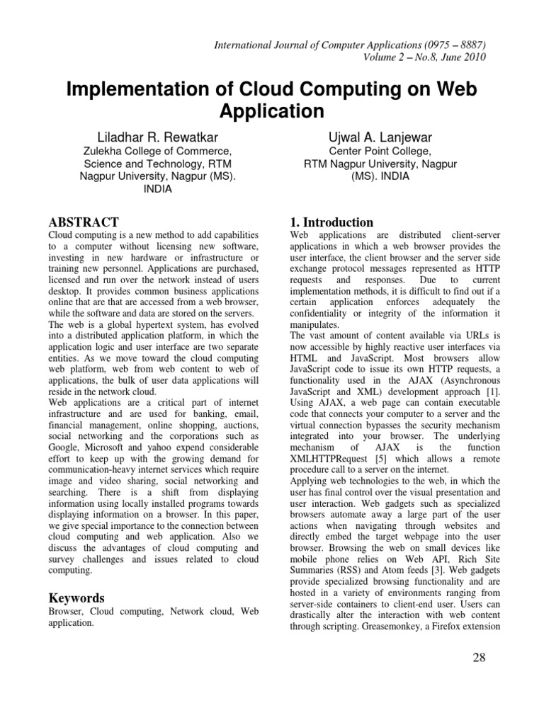 Exploring the Implementation of Cloud Computing Technologies for Web Applications and the ...