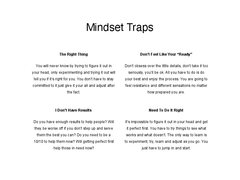 Mindset Traps: The Right Thing Don't Feel Like Your "Ready" | PDF